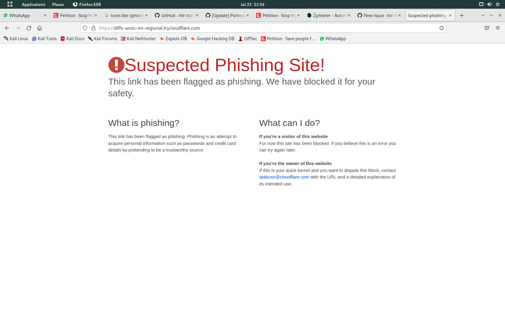 Detected as phishing website on second click onwards · Issue #554 · htr-tech/zphisher · GitHub