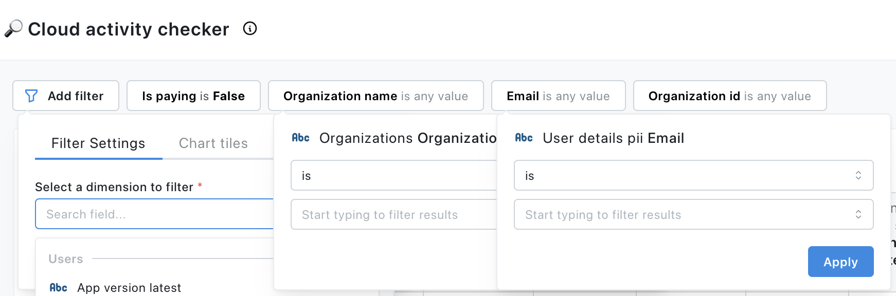 Dashboard filter modals don't auto-hide when clicking away IF you focus the filter value input ...