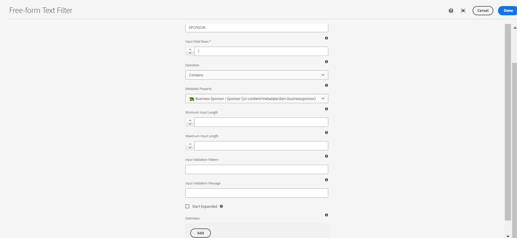 Free Form Text Filter Not Working As Expected Issue 895 Adobe