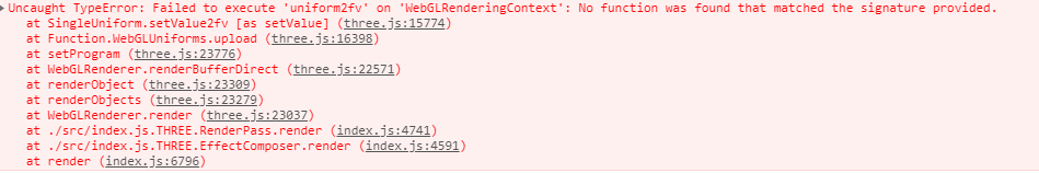 Failed to execute 'uniform2fv' on 'WebGLRenderingContext' · Issue #14412 · mrdoob/three.js · GitHub