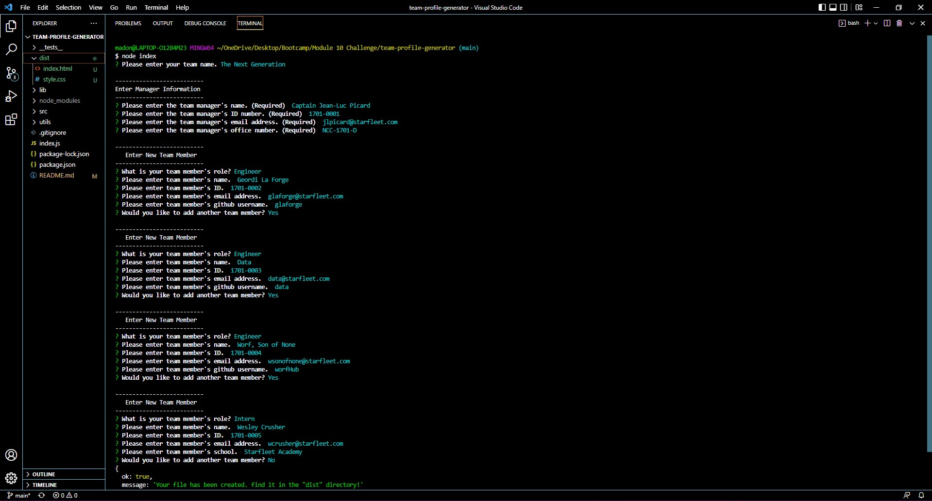 GitHub - dmadon/team-profile-generator