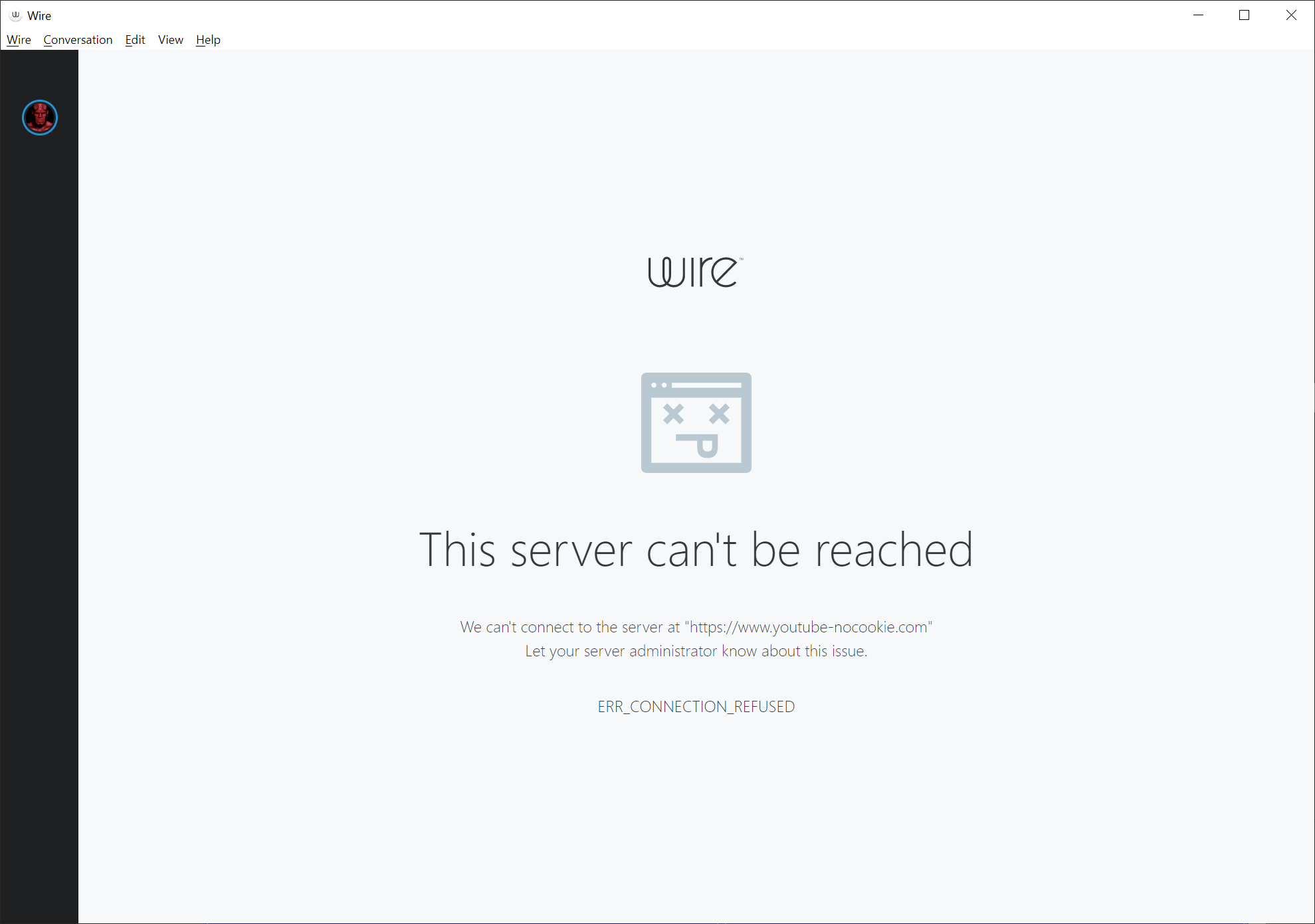 "This server can't be reached" when YouTube preview can't be loaded ...