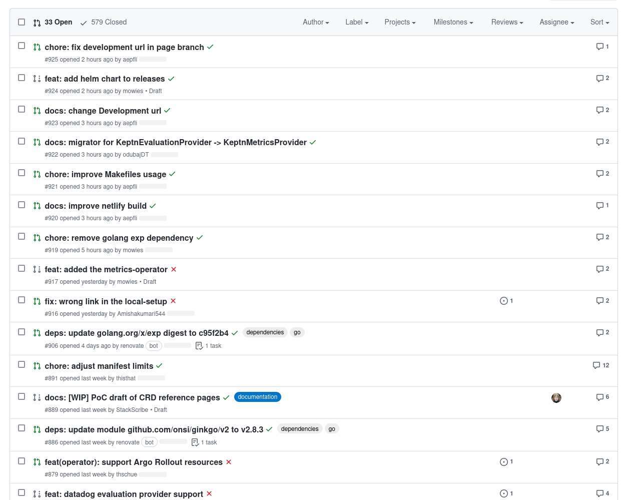 Improve Pull Request Overview · Issue 927 · Keptn Lifecycle Toolkit