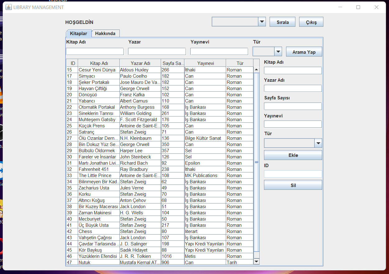 GitHub - omerdiner/LibraryManagementApp: Desktop application made with java gui