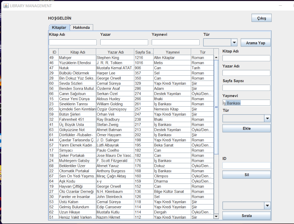 GitHub - omerdiner/LibraryManagementApp: Desktop application made with java gui