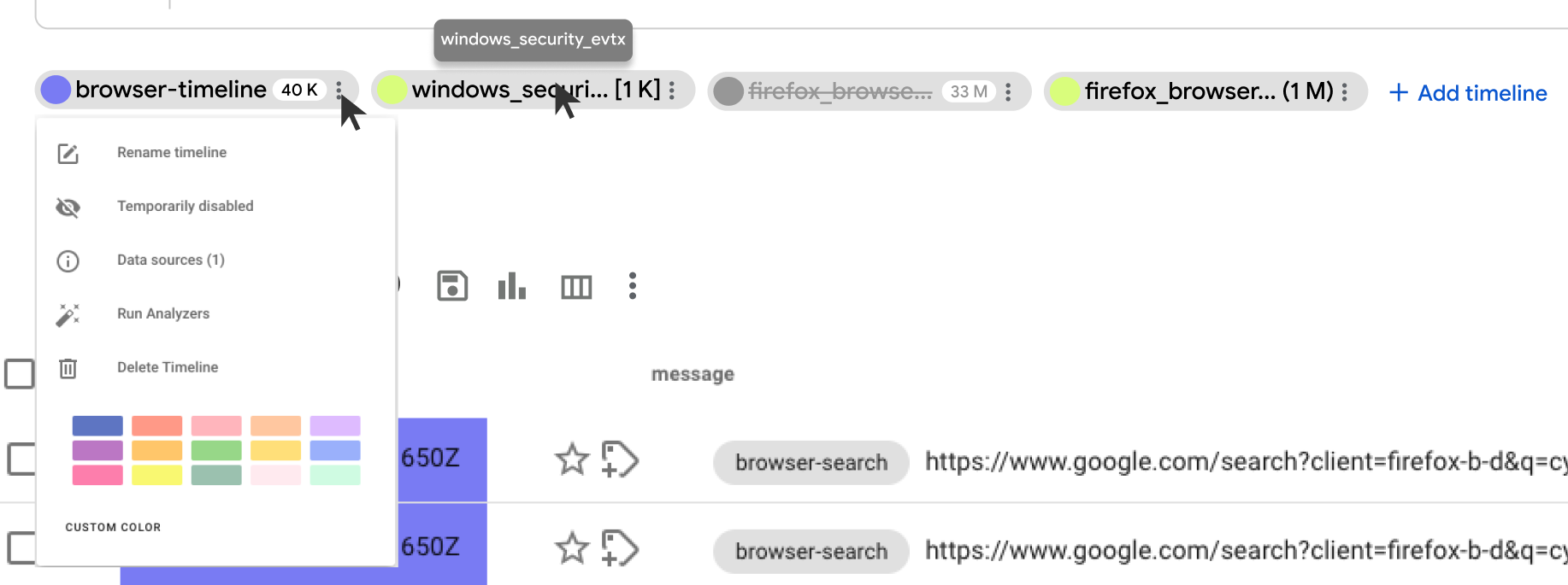 Redesign of timeline chips in the new UI · Issue #2774 · google/timesketch · GitHub