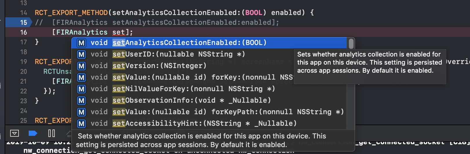 +[FIRAnalytics setAnalyticsCollectionEnabled:]: unrecognized selector sent to class · Issue ...