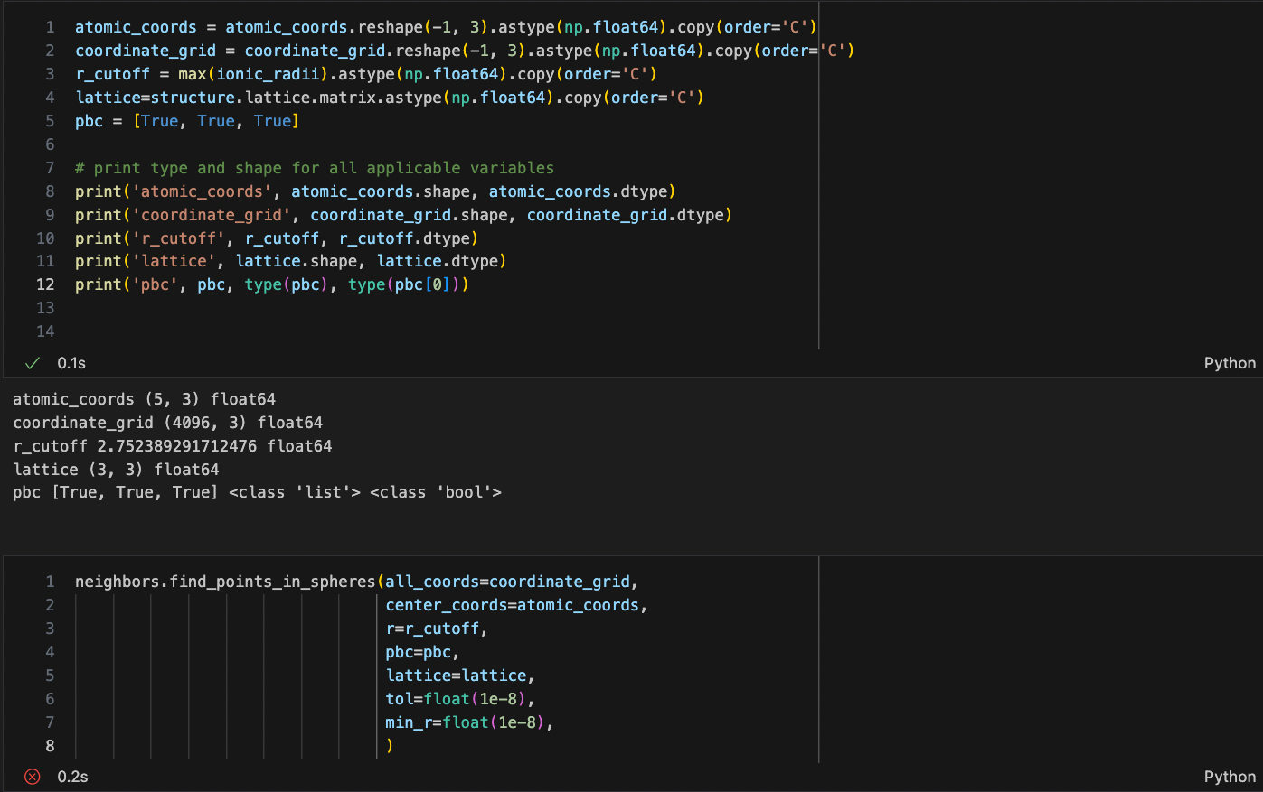 find_points_in_sphere() throws error regarding data type · Issue #2887 · materialsproject ...