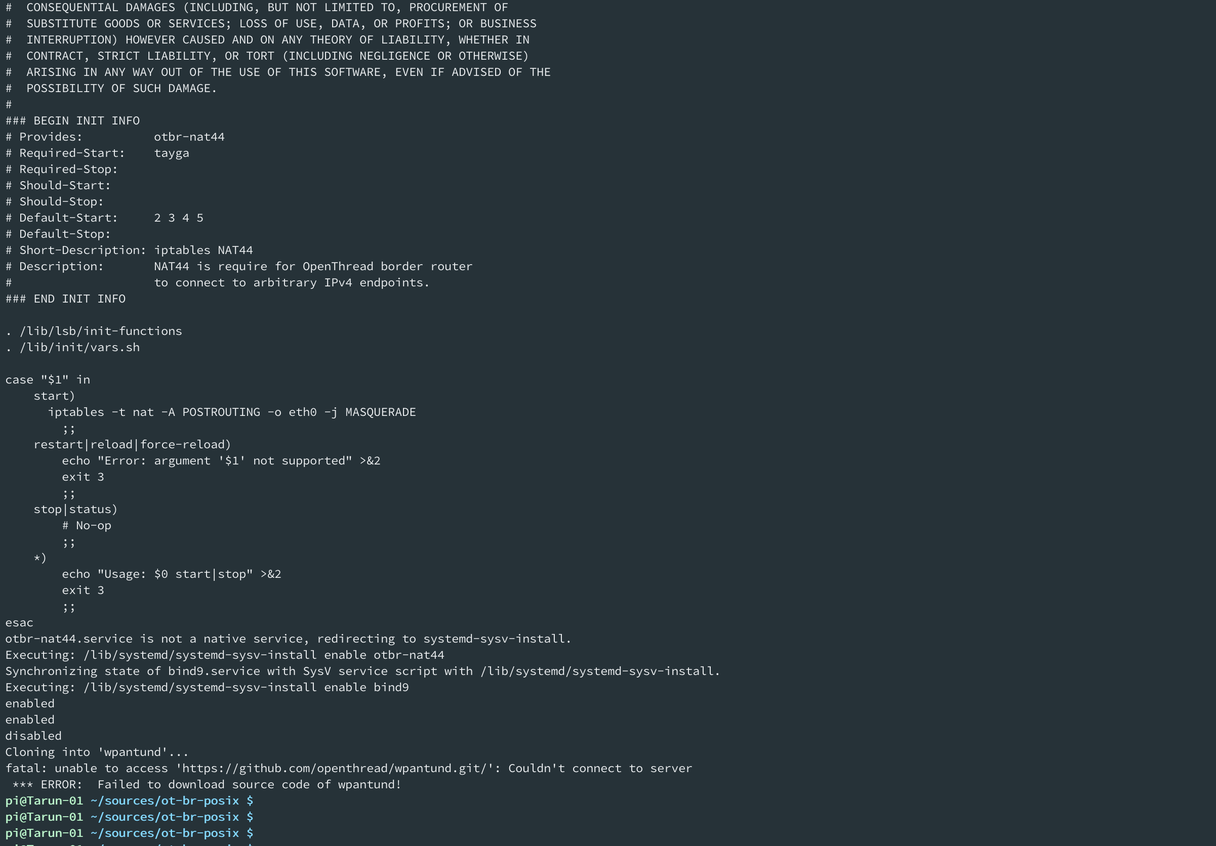 Unable to access 'https://github.com/openthread/wpantund.git/': Couldn't connect to server ...