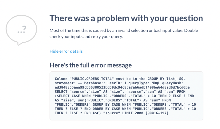 Questions referencing another question with a GROUP BY on a custom column generate invalid SQL ...