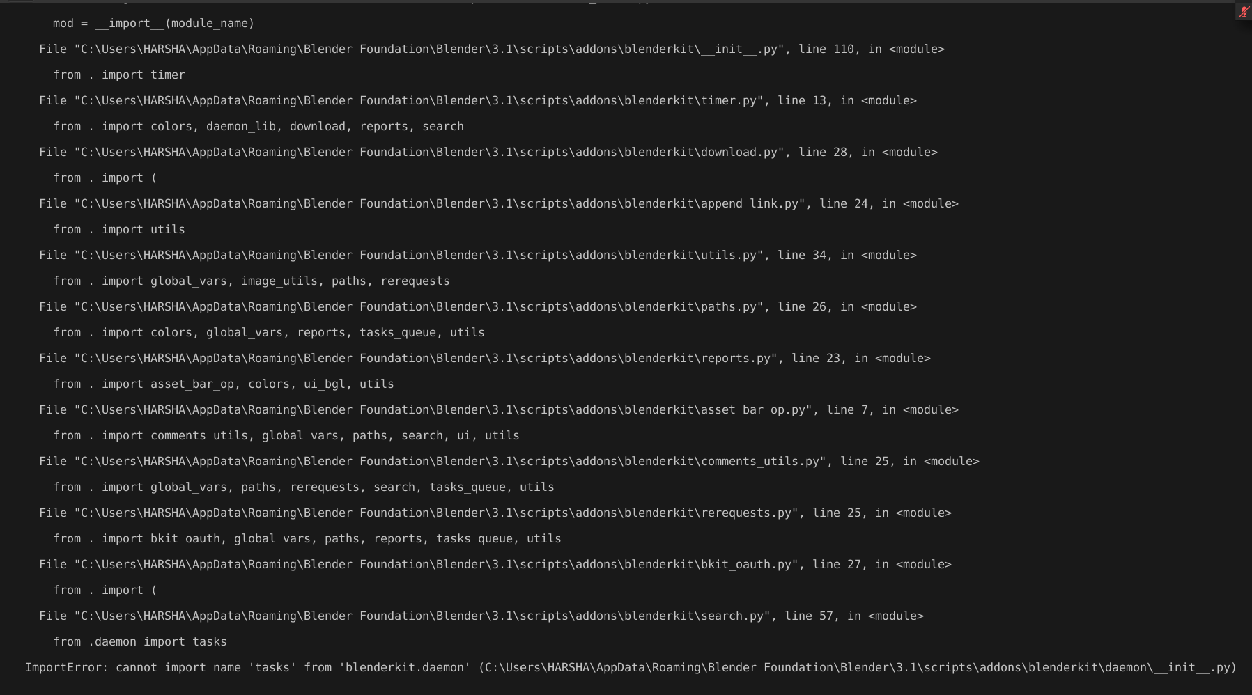 Cannot import name 'tasks' from 'blenderkit.daemon' · Issue #94 · BlenderKit/BlenderKit · GitHub