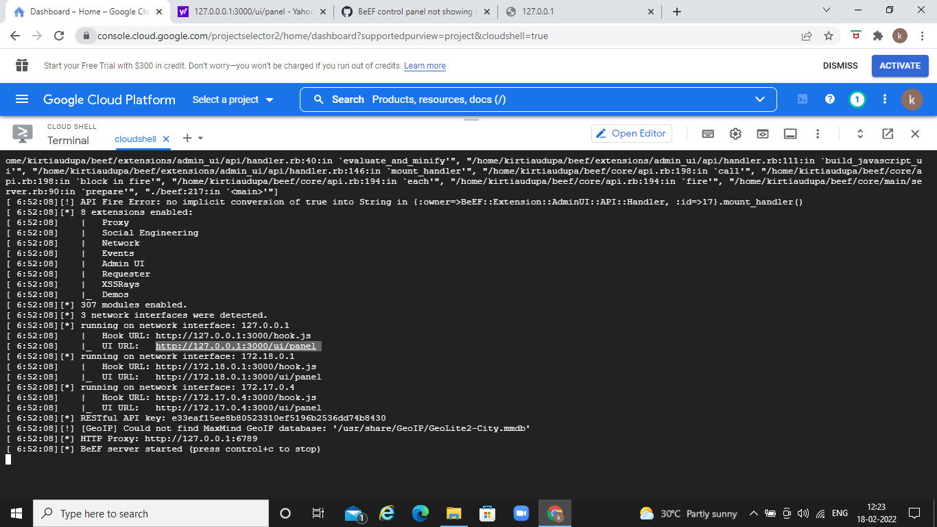 BeEF control panel not showing in Kali · Issue #1049 · beefproject/beef · GitHub