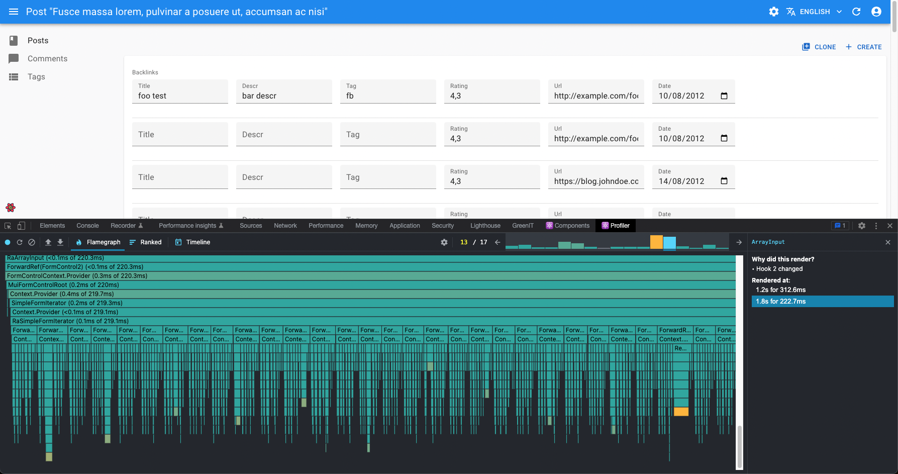 Loading/Rendering of edit-pages stalls for large embedded arrays of objects (using and ) · Issue ...