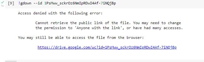'! gdown --id file_id_on _drive' in colab is giving access error. · Issue #2655 · googlecolab ...