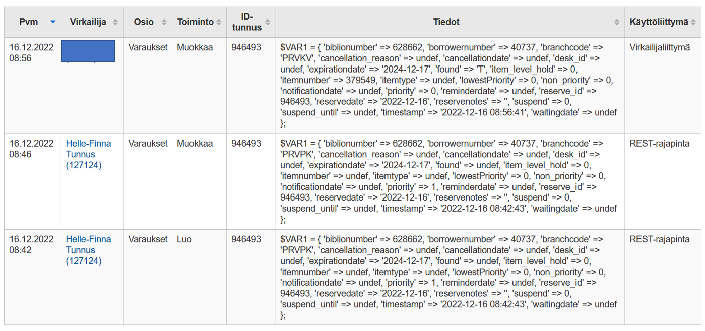 Helle: Helle-Finnassa tehty varaus on tärppäytynyt palauttaessa noudettavaksi väärään kirjastoon ...