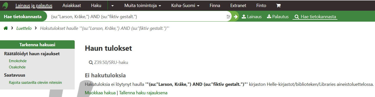 Tietueen Perustiedot -näytön kohdehenkilö-asiasanalinkki ei toimi, kun kentällä on osakenttä ...
