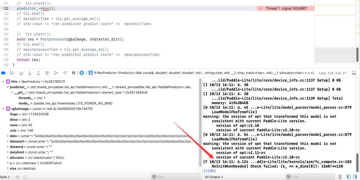 iOS Demo模型更新到OCRv3出现崩溃 · Issue #322 · PaddlePaddle/Paddle-Lite-Demo ...