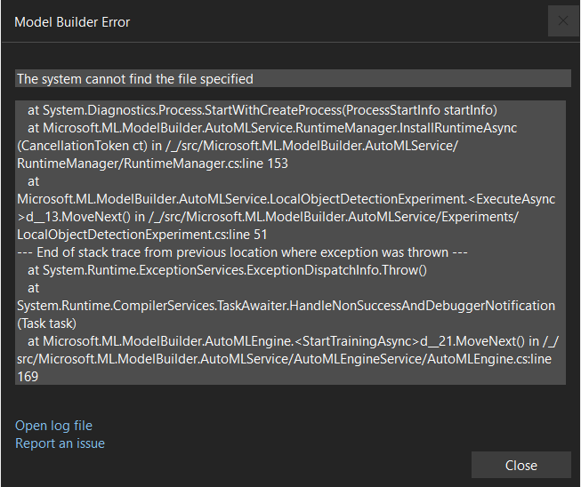 Model Builder - Object Detection (Local) The system cannot find the file specified · Issue #2767 ...