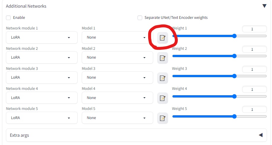 Buttons do not work. · Issue #201 · kohya-ss/sd-webui-additional-networks · GitHub