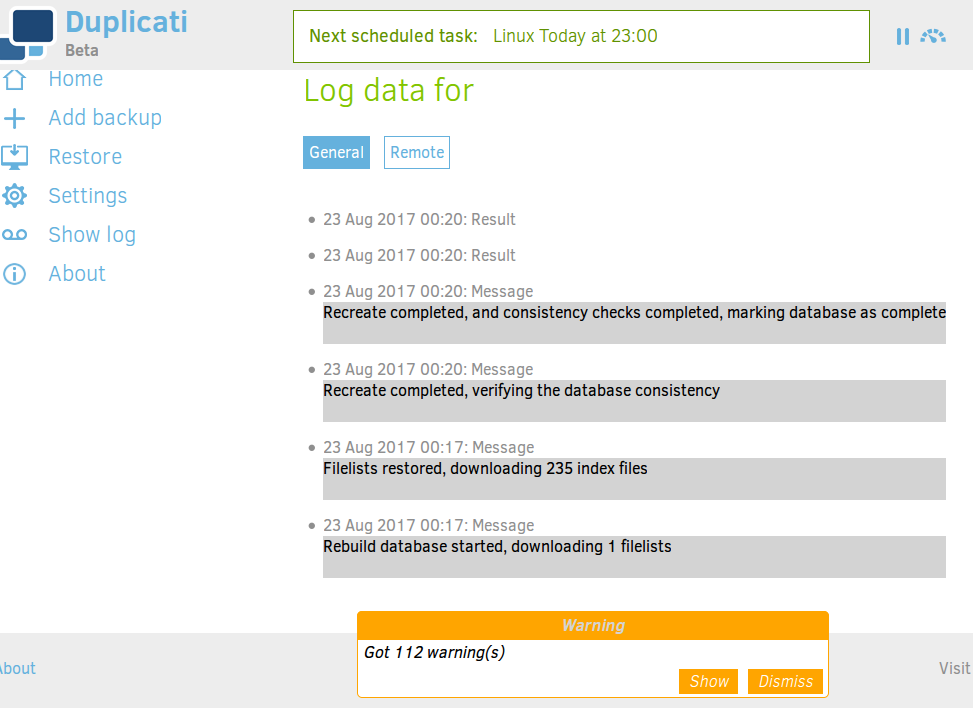 Parsed result "Succesful", however errors/warnings are logged · Issue #2257 · duplicati ...