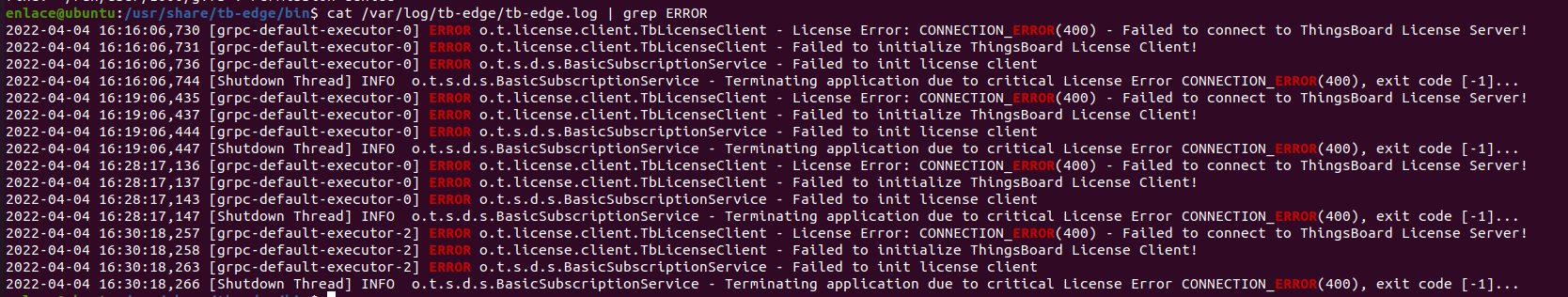 Thingsboard Edge PE does not start - License Error: CONNECTION_ERROR(400) Failed to Connect to ...