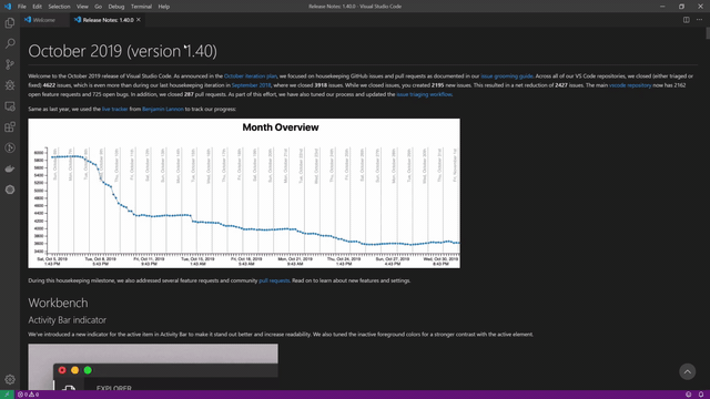 Release notes page - switching between tabs brings the focus on top ...