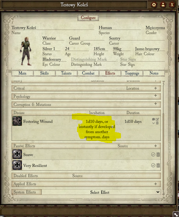 Diseases - Festering Wound do not work · Issue #1060 · moo-man/WFRP4e-FoundryVTT · GitHub