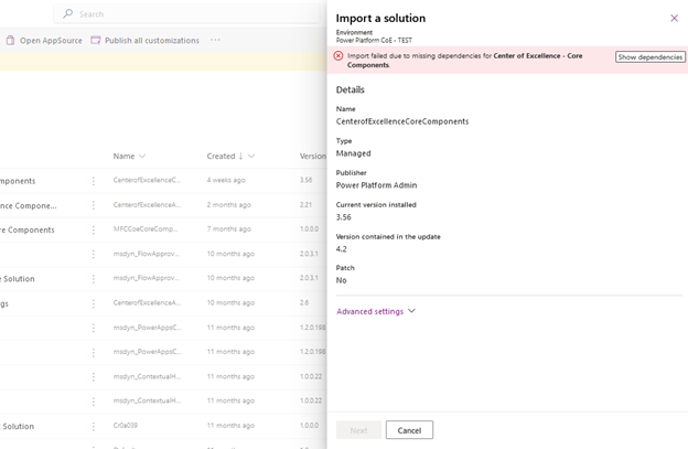[CoE Starter Kit - BUG] 4.2 Core Components installation fails with Missing Dependencies error ...